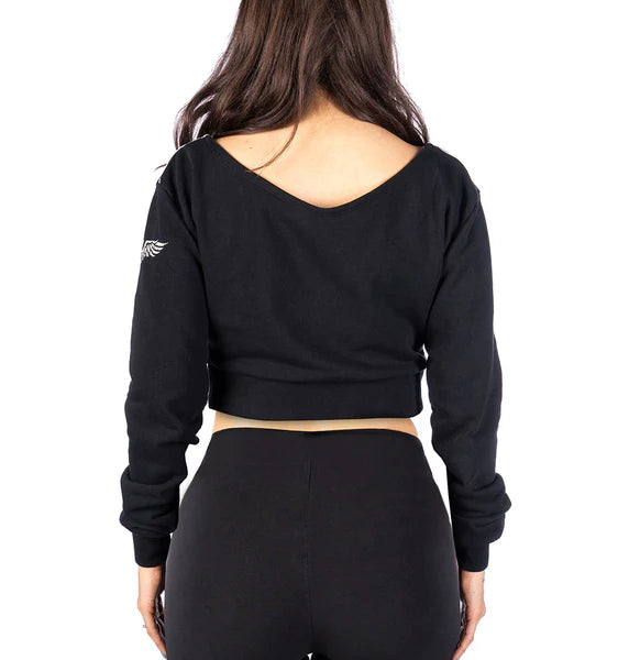 HeadRush Angel Wings Cropped Vneck Sweater – Dyce Apparel